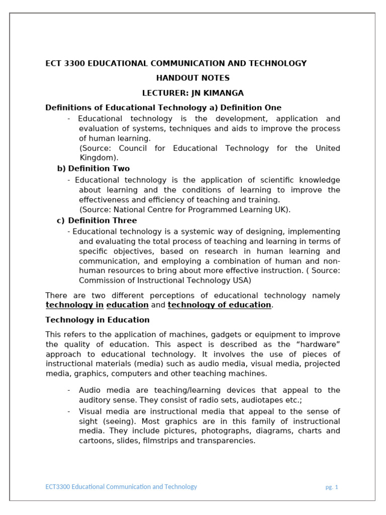 ECT 3300 Handout Notes Meaning of Communication[1] | PDF ...