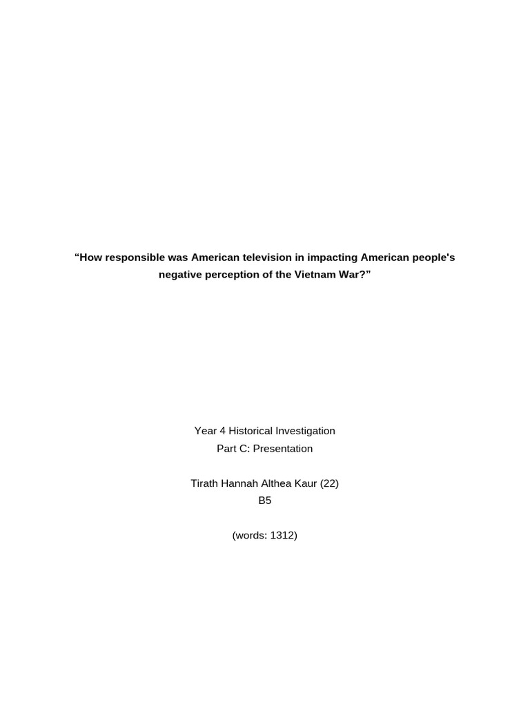 Tirath Hannah Althea Kaur - Historical Investigation (Section C) | PDF ...