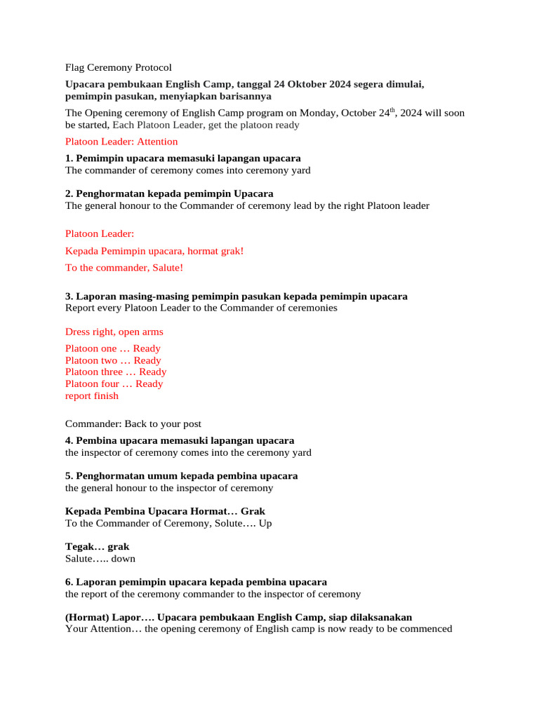 Flag Ceremony Protocol | PDF | Flag | National Symbols