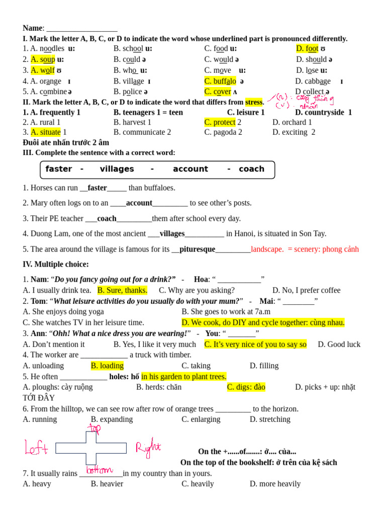 De Thi Giua Ki Tieng Anh 8 Unit 1 2 3 | PDF