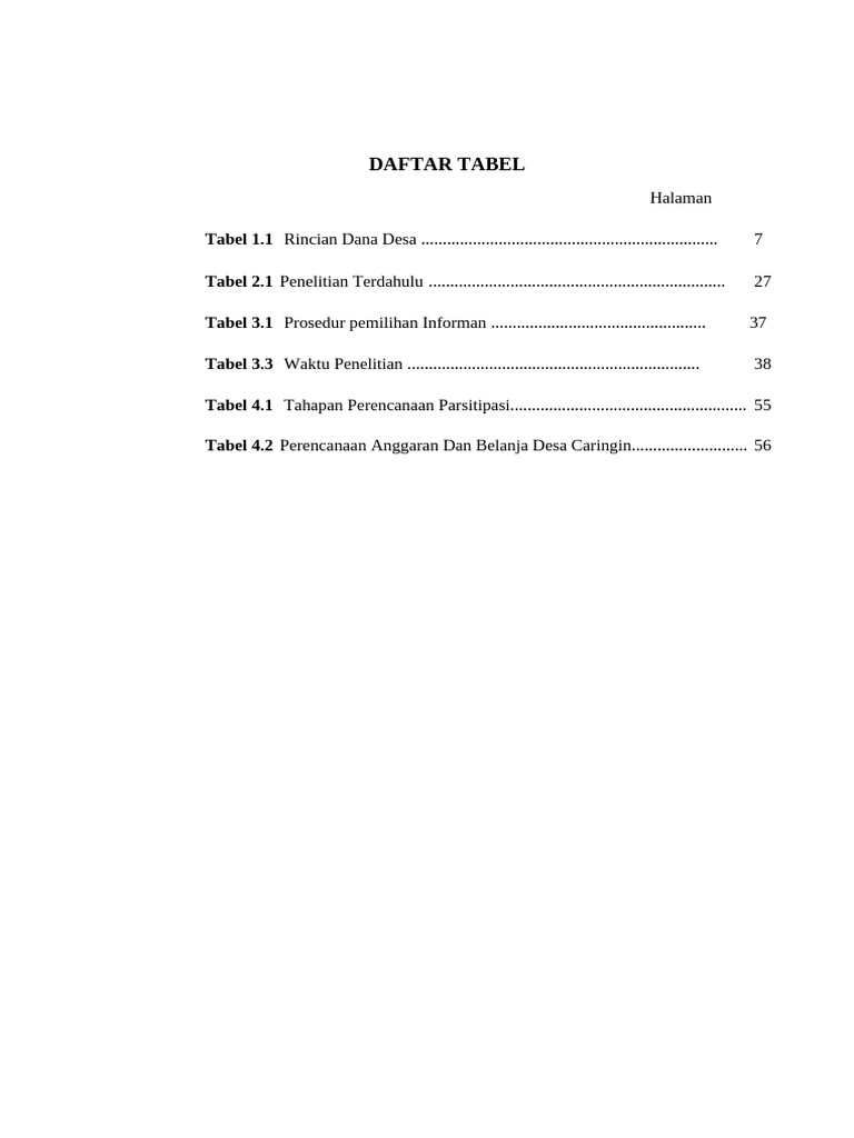 07 Daftar Tabel | PDF