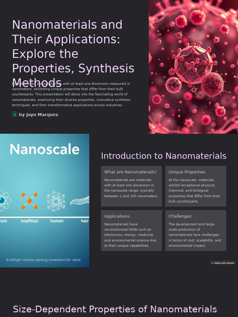 Nanomaterials and Their Applications Explore The Properties Synthesis Methods | PDF ...