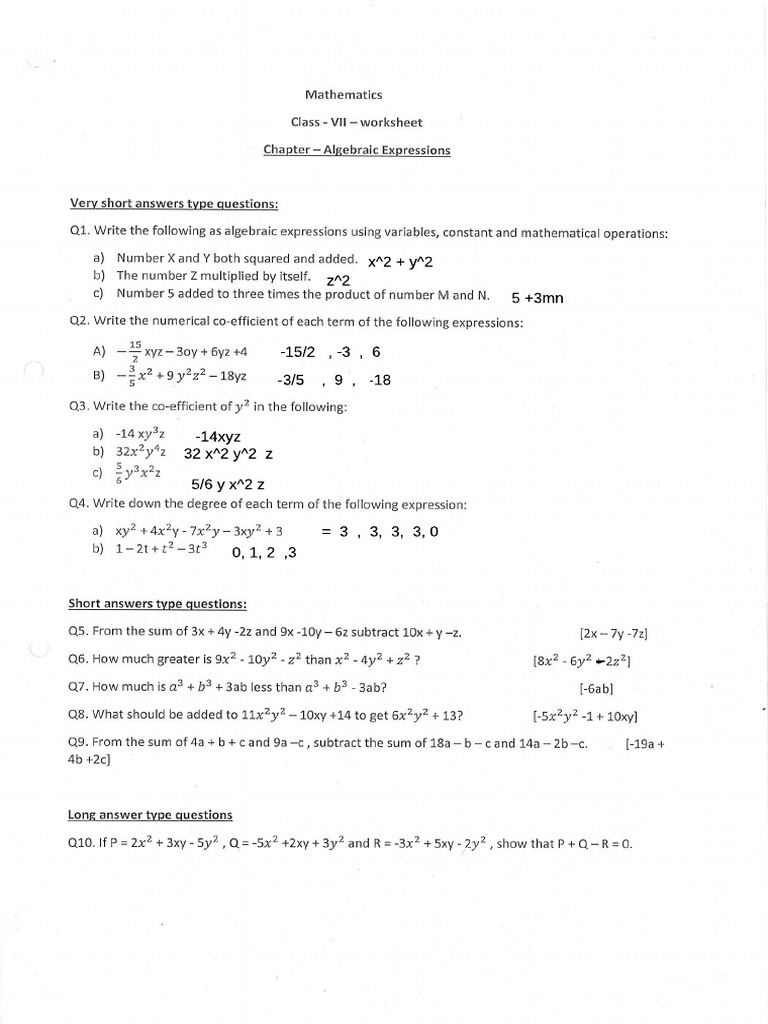Algebra Ws Solutions | PDF