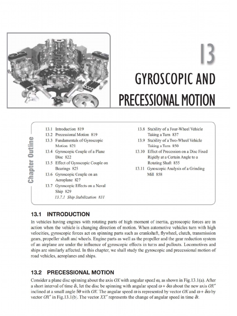 Gyroscopes (Theory of Machine Kinematics and Dynamics by Sadhu Singh) | PDF