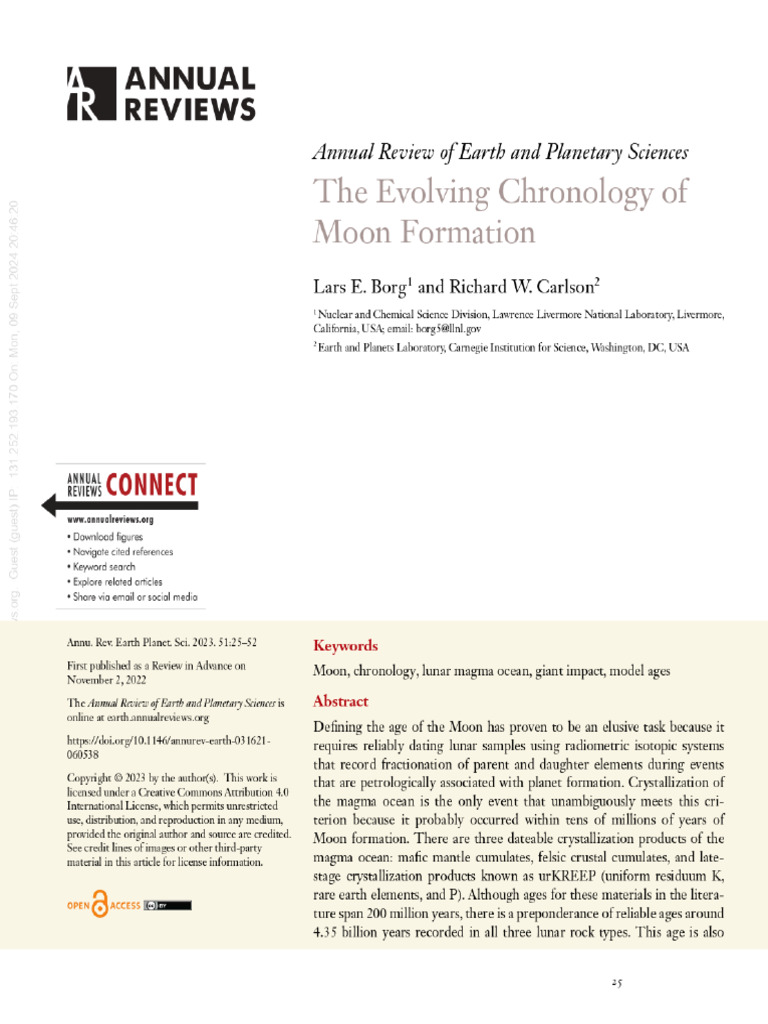 BorgCarlson2023-Moon Formation Chronology | PDF | Giant Impact ...