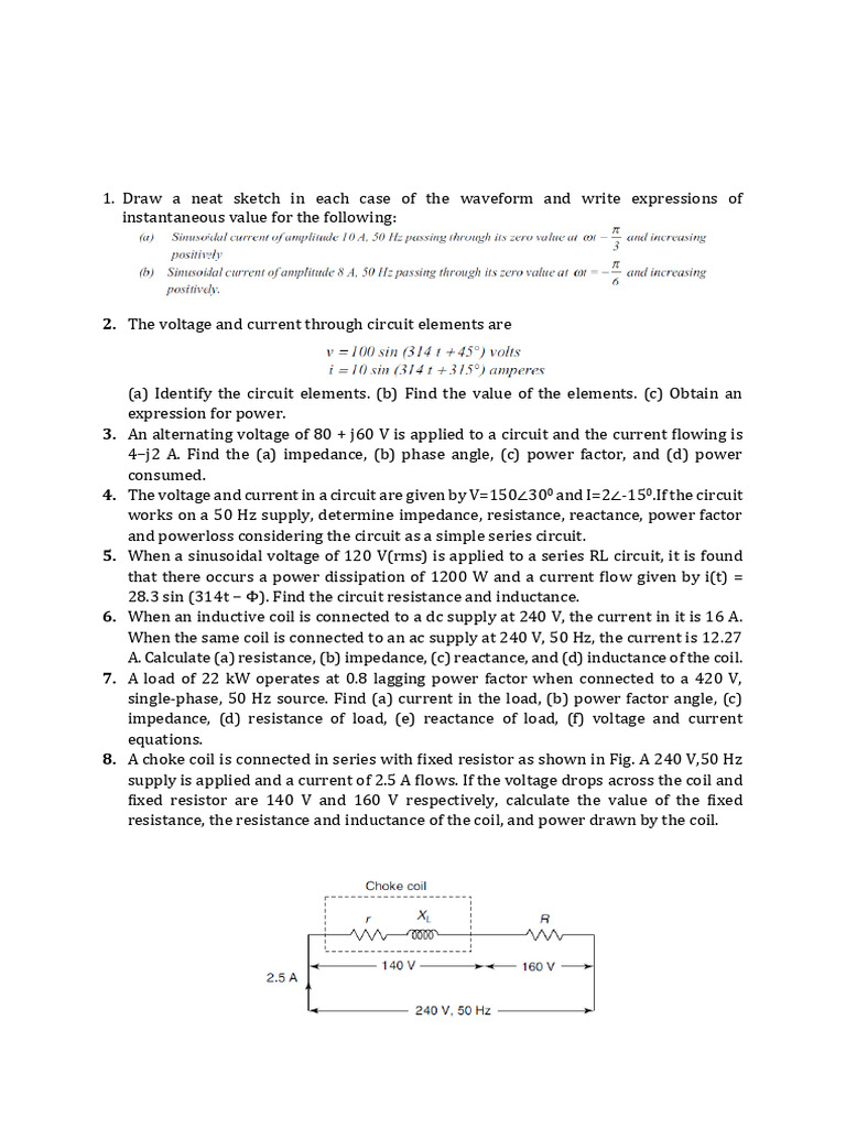 BEEE Assignment 3 | PDF | Inductor | Series And Parallel Circuits