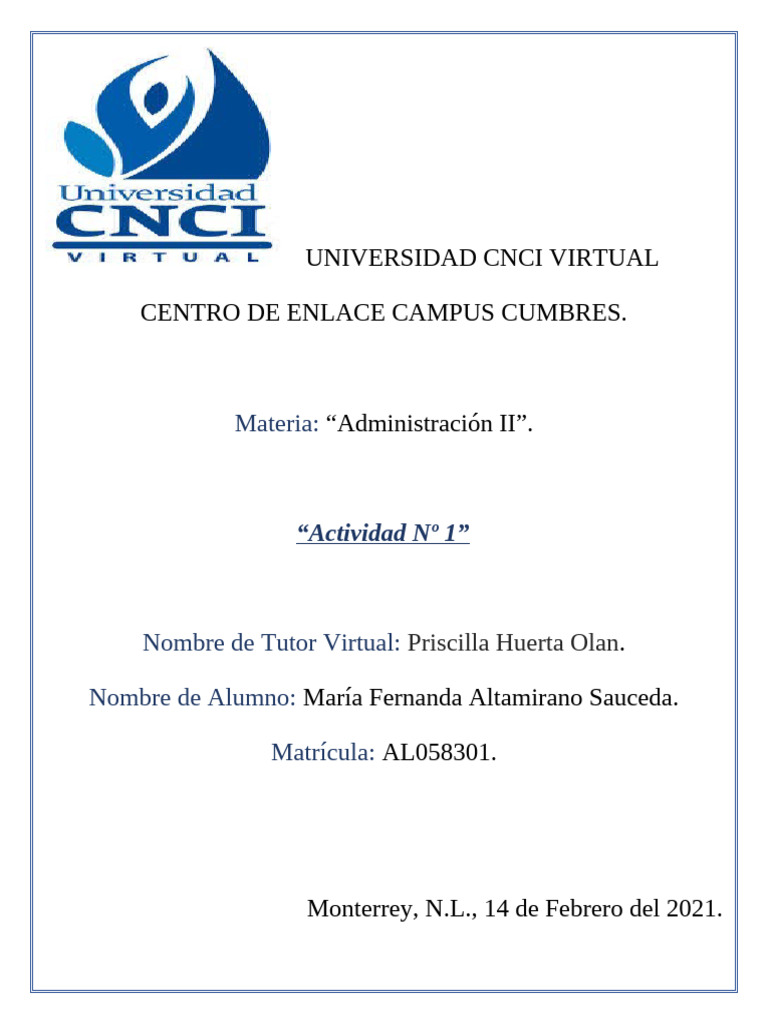 Act 1 Administración Ii Pdf Business Economias