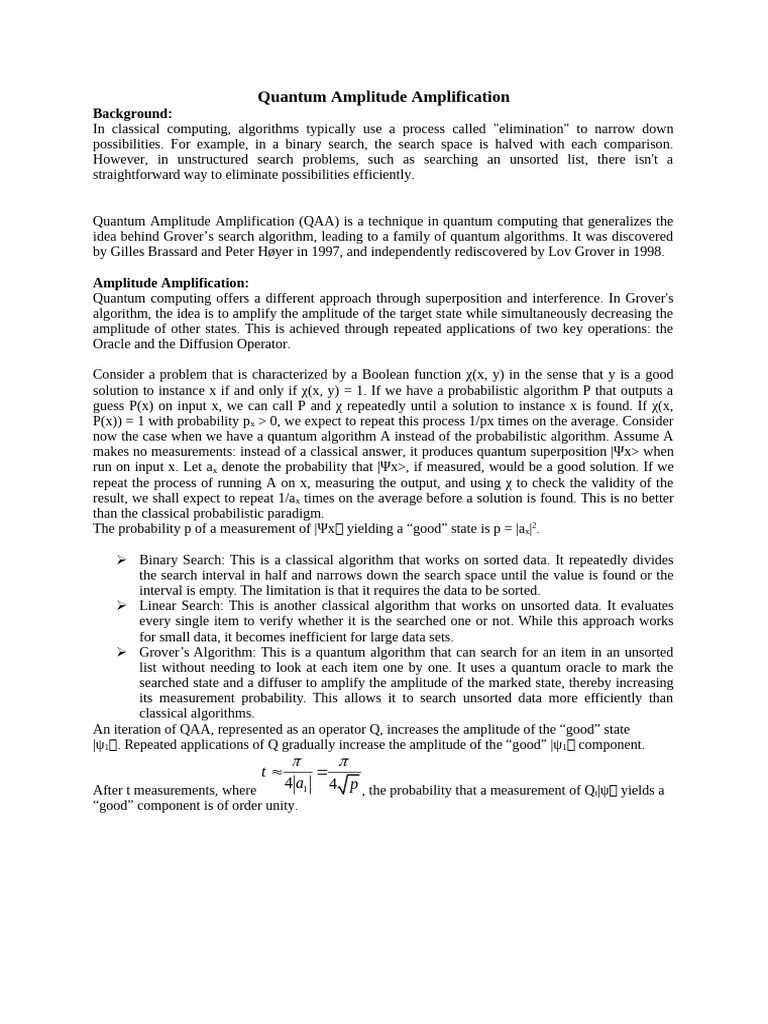 Grovers Algorithm and QFT. | PDF | Quantum Computing | Algorithms