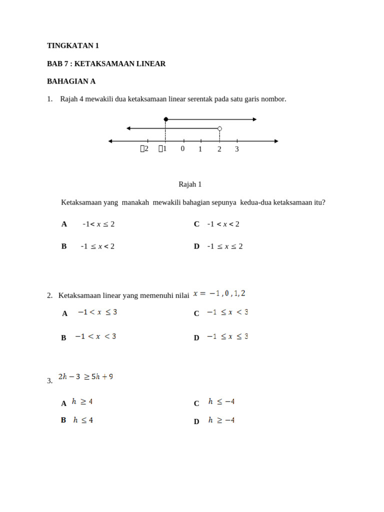 Bab 7 Ketaksamaan Linear | PDF