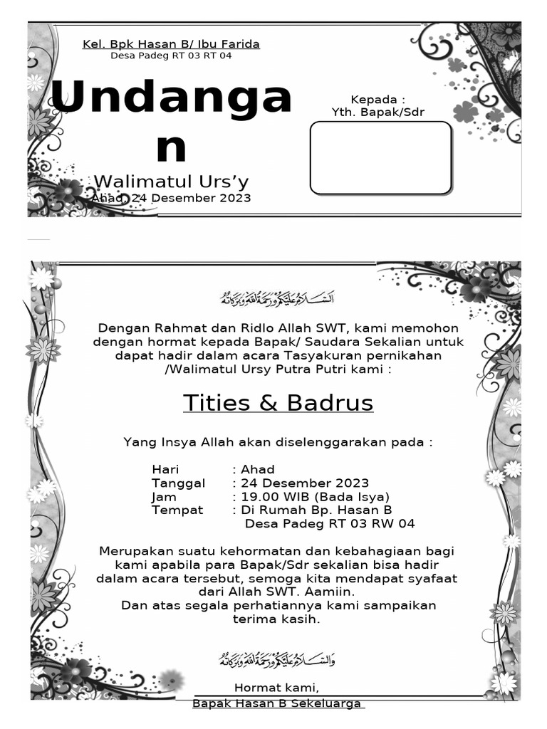 Undangan Walimatul Ursy Yang Bisa Di Edit Format Word Doc6 - by ...