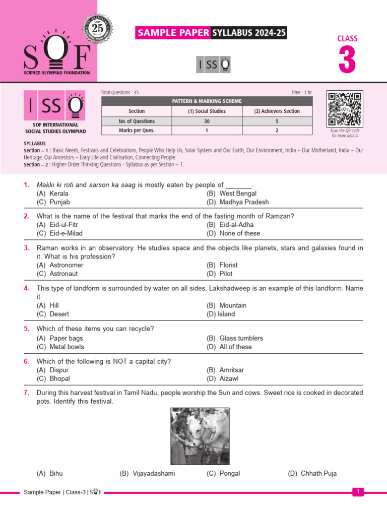 Isso Sample Paper Class-3 | PDF