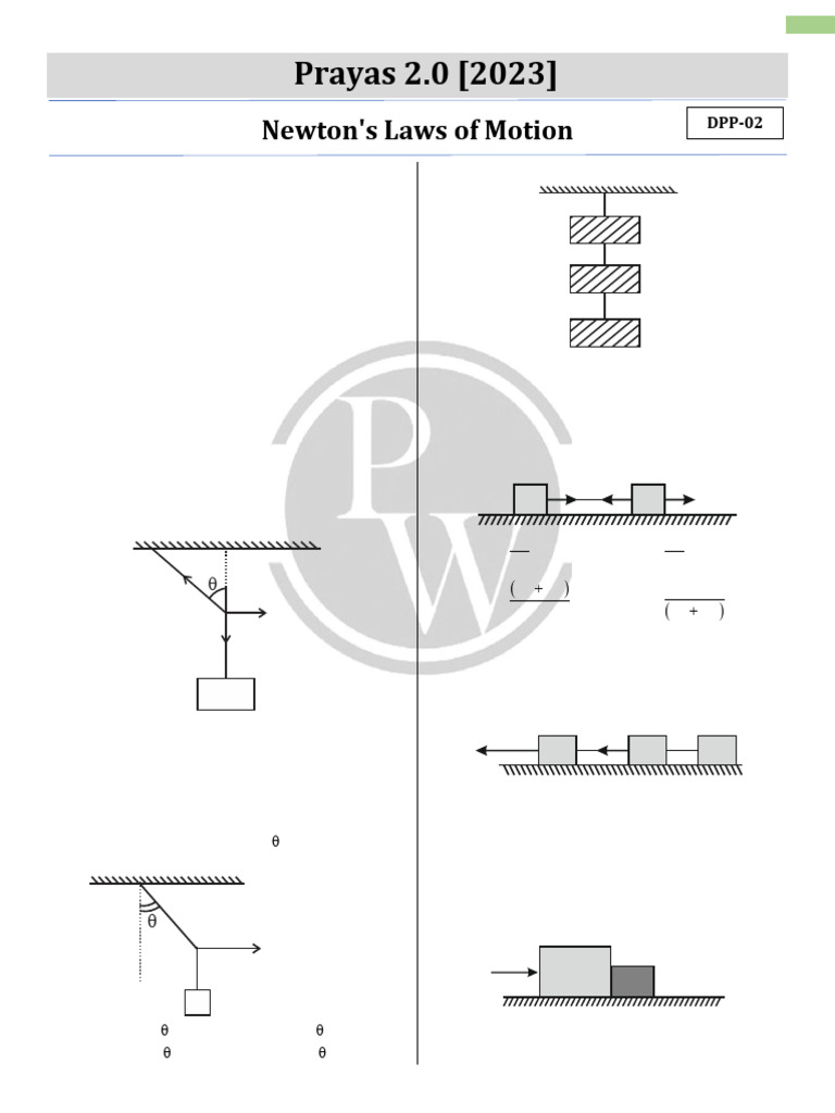6318c105db5b3f0018ebe725 - ## - Newton's Laws of Motion: DPP 02 (Of Lec 03) - (Prayas 2.0 2023 ...