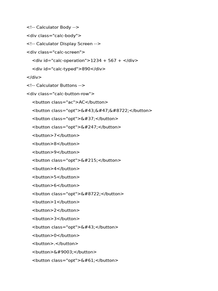 Calculator Body | PDF