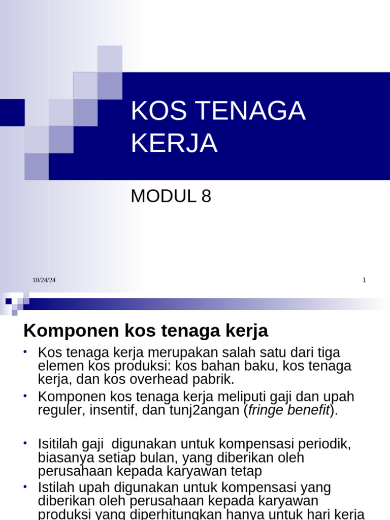 Komponen dan Akuntansi Kos Tenaga Kerja | PDF