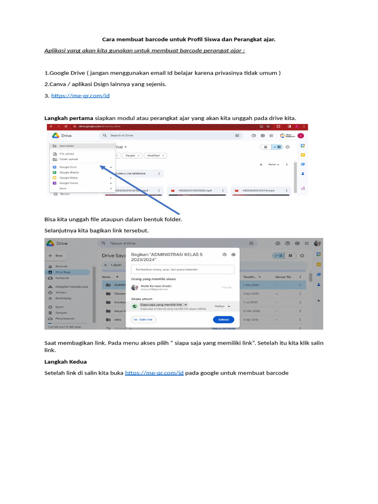 Cara Membuat Barcode Untuk Profil Siswa Dan Perangkat Ajar | PDF