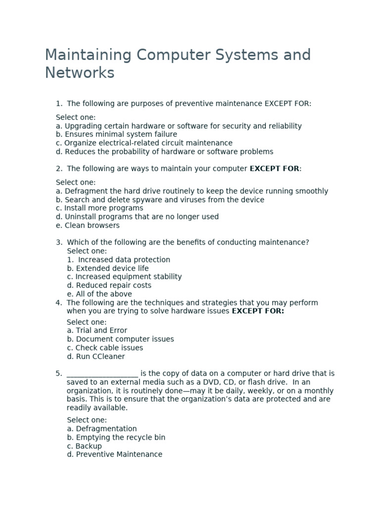 Maintaining-Computer-Systems-and-Networks | PDF | Backup | Computer Hardware