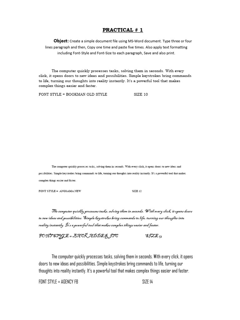 The Computer Quickly Processes Tasks - 1 | PDF | Microsoft Word | Computing