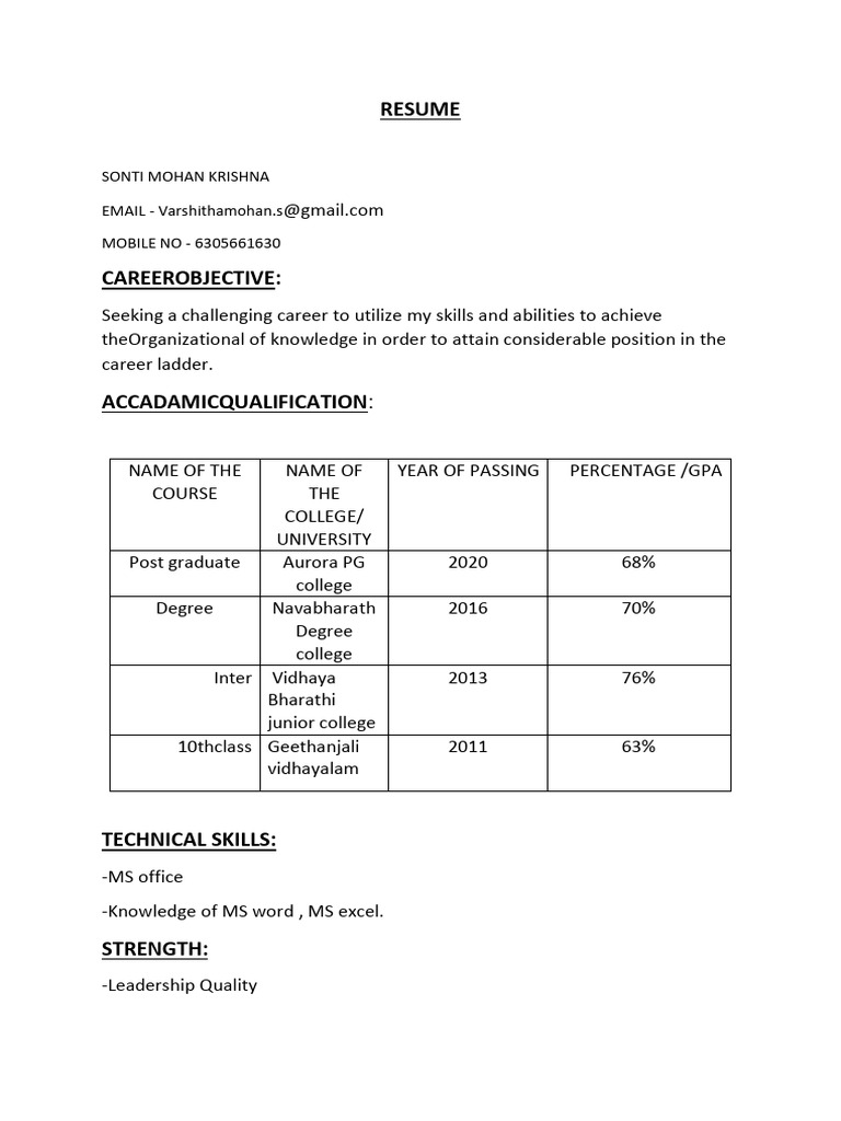 Mohan resume | PDF