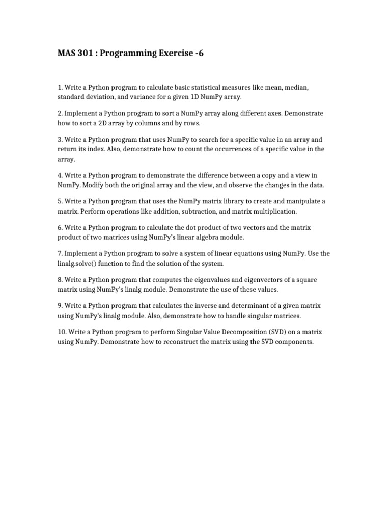 MAS 301 - Lab EXs - 6 | PDF | Teaching Methods & Materials | Computers