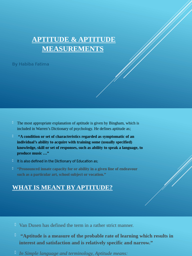 Aptitude & Aptitude Measurements | PDF | Cognitive Science | Cognitive ...