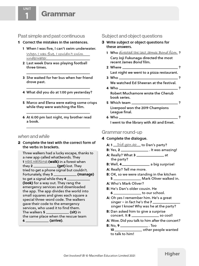 GI B1 U1 Grammar Higher | PDF