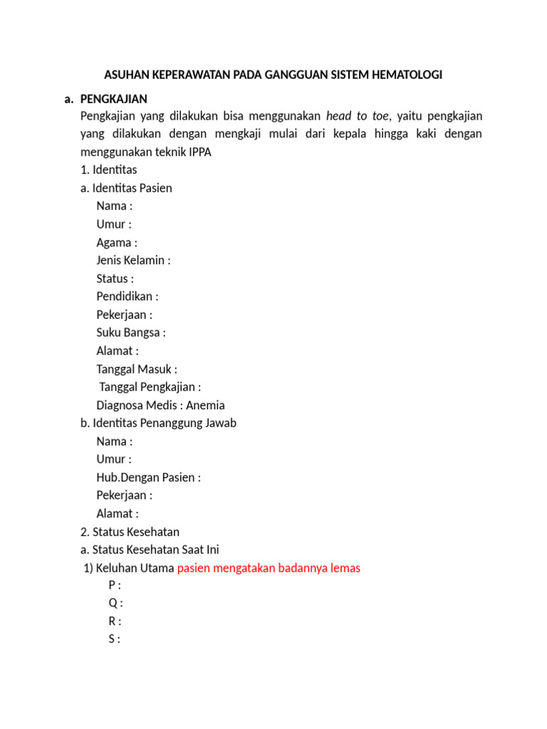 Asuhan Keperawatan Pada Gangguan Sistem Hematologi | PDF | Sains & Matematika
