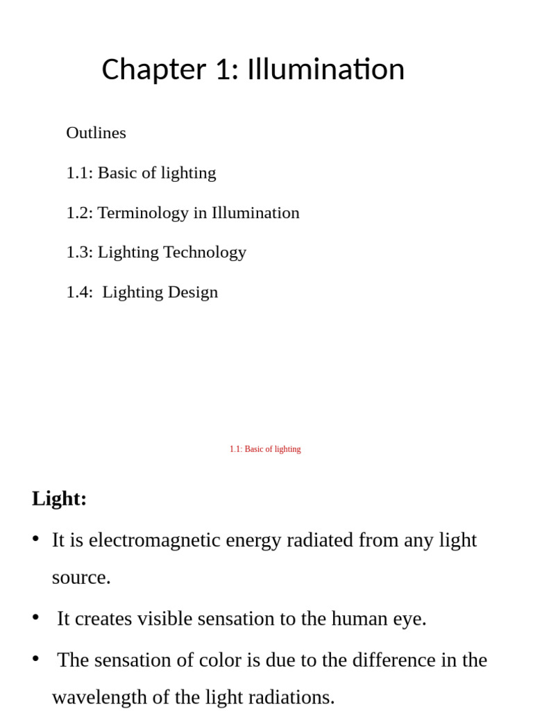 Chapter 1 Illumination 22 | PDF | Incandescent Light Bulb | Light Emitting Diode