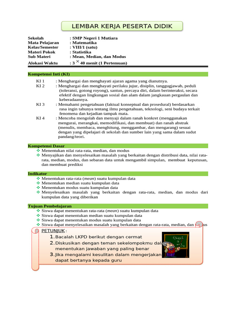 LKPD - Mean Median Modus | PDF