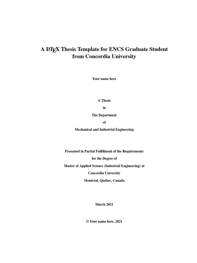 LaTeX Thesis Template for ENCS Students | PDF | Thesis | Computer ...