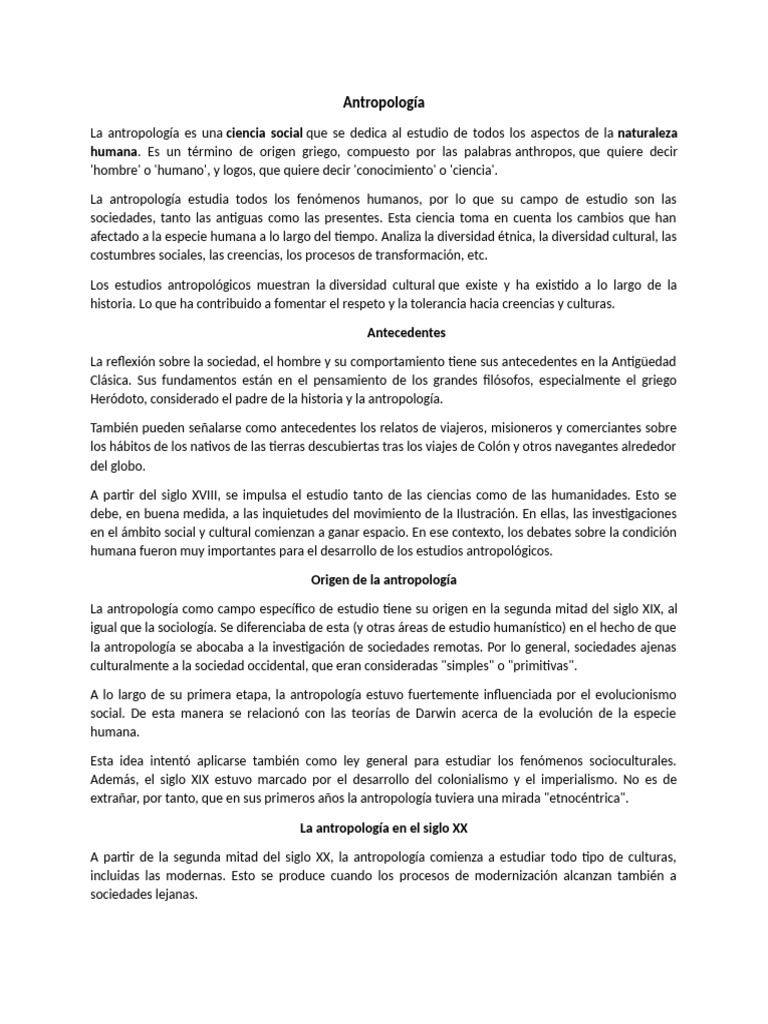 Introducción a la Antropología | PDF | Antropología | Sociedad