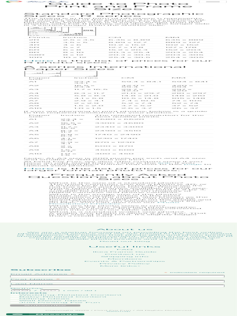 Guide To Standard Photo Print Sizes and Photo Frame Sizes Print For Fun ...