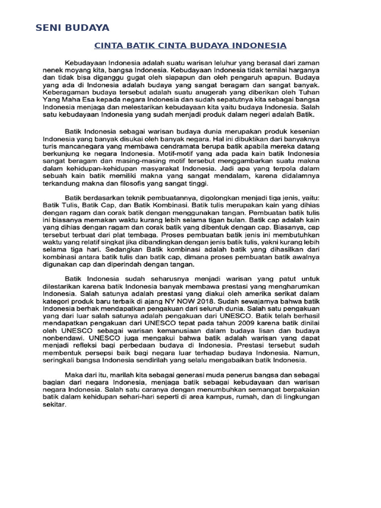 Cinta Batik Cinta Budaya Indonesia | PDF | Seni