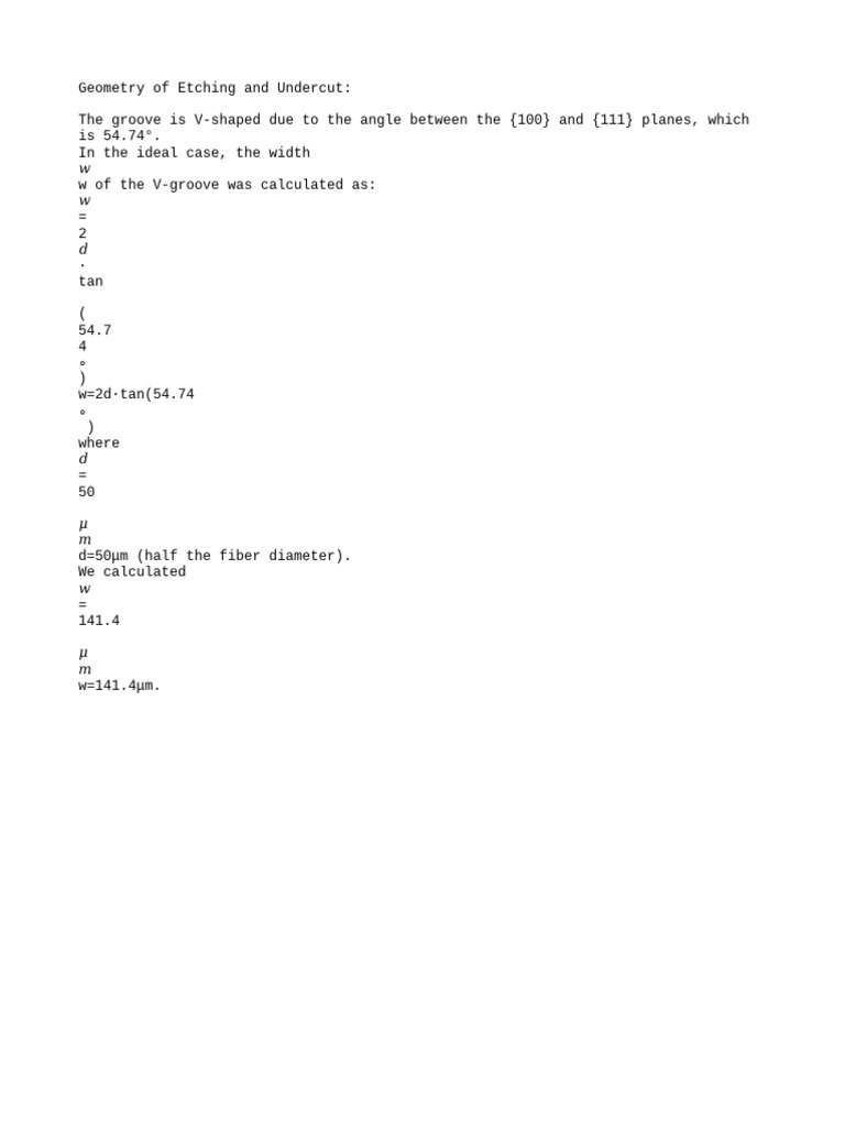 Geometry of Etching and Undercut | PDF