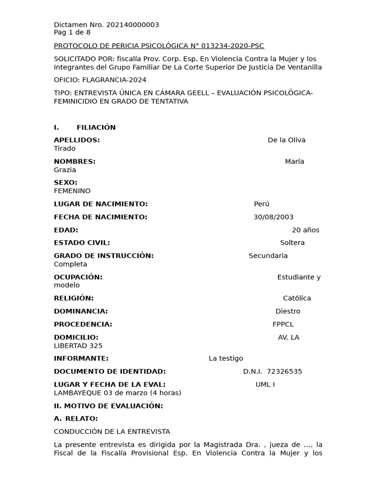 Protocolo de Pericia Psicológica N | PDF | Derecho