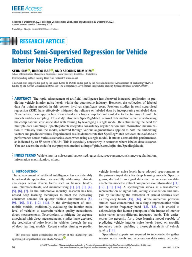 Robust Semi-Supervised Regression For Vehicle Interior Noise Prediction ... Robust Semi-Supervised Regression For Vehicle Interior Noise Prediction ...