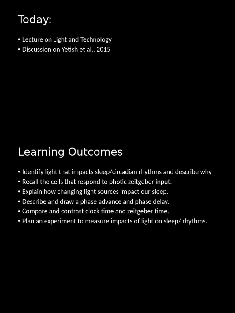 Light and Circadian Rhythms - Fall 23 | PDF | Circadian Rhythm | Physiology