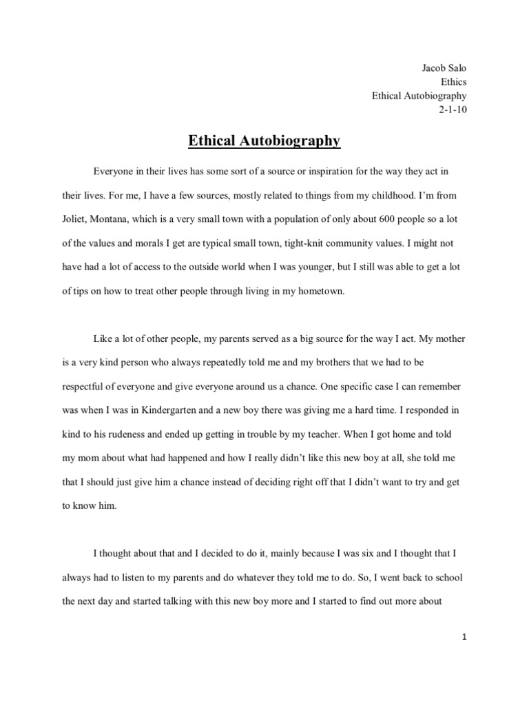 Ethical Autobiography | PDF | Wellness