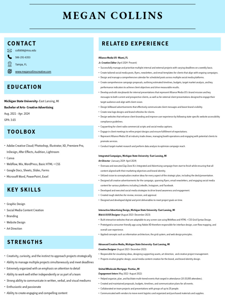 Megan Collins Resume | PDF | Web Design | Computing