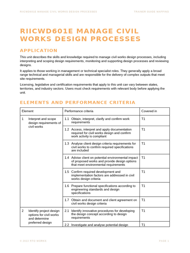 RIICWD601E Trainer Guide Mapping.v1.0 | PDF | Civil Engineering ...