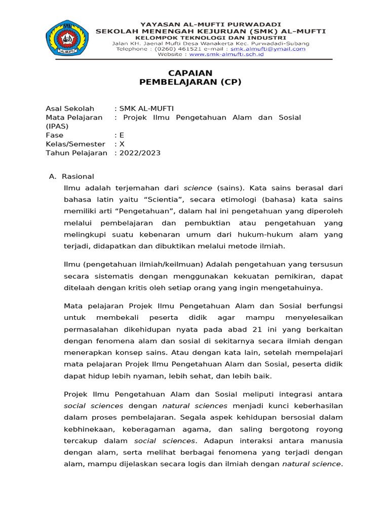 CP Projek Ipas | PDF