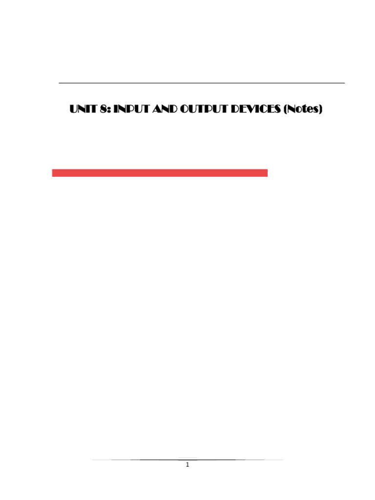 UNIT 4 - Input & Output Unit | PDF | Printer (Computing) | Image Scanner