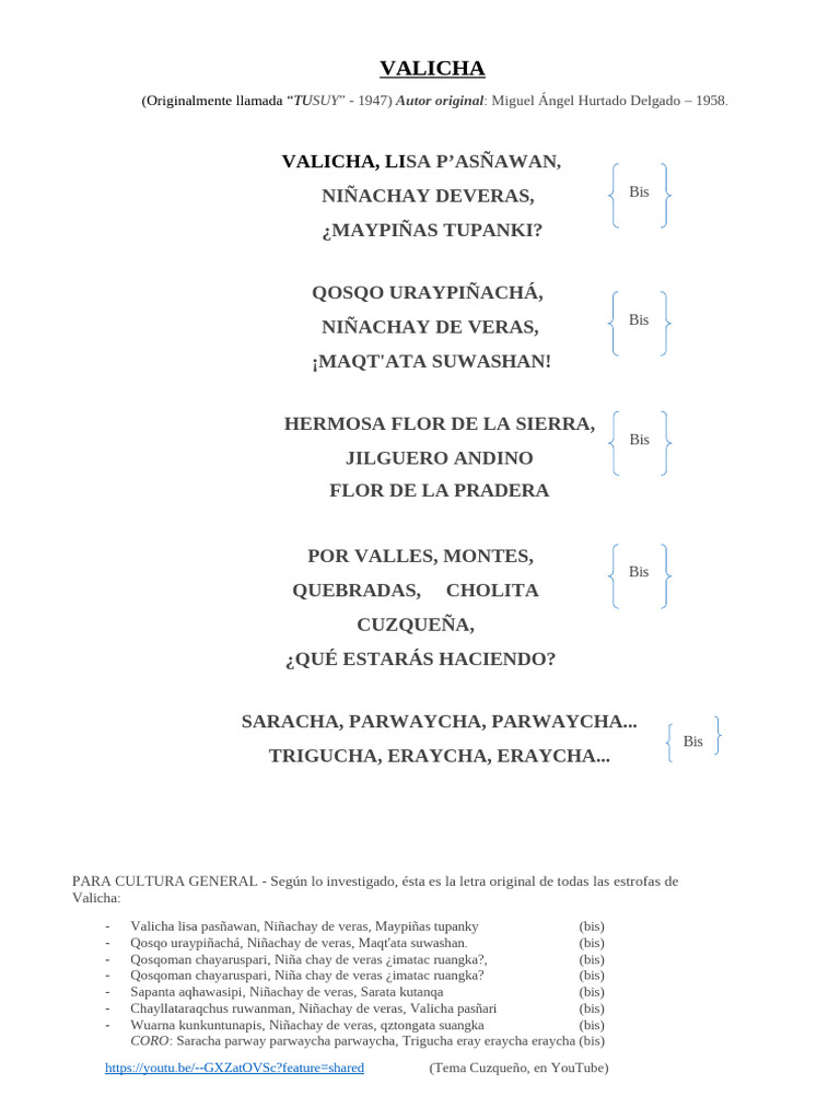 VALICHA Quechua W | PDF