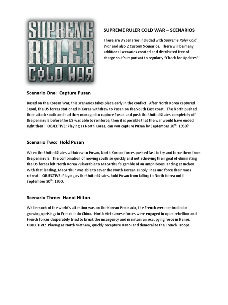 Supreme Ruler Cold War Scenarios | PDF | Korean War | Nuclear Weapons