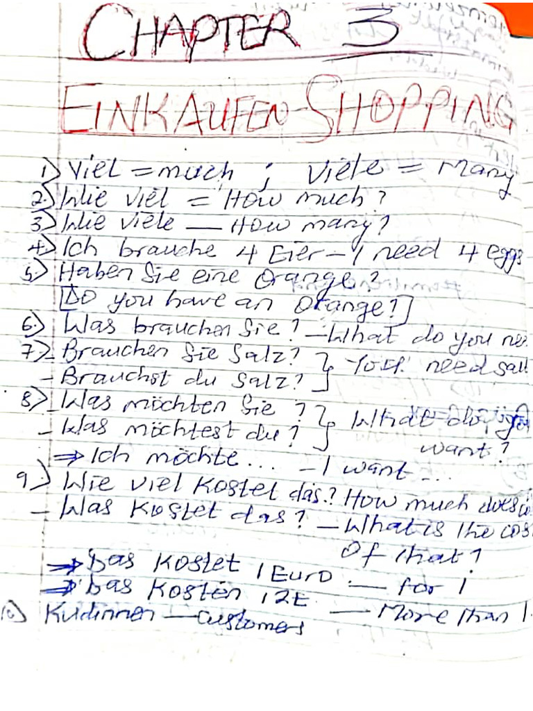 Deutsch Note CHP 3 | PDF