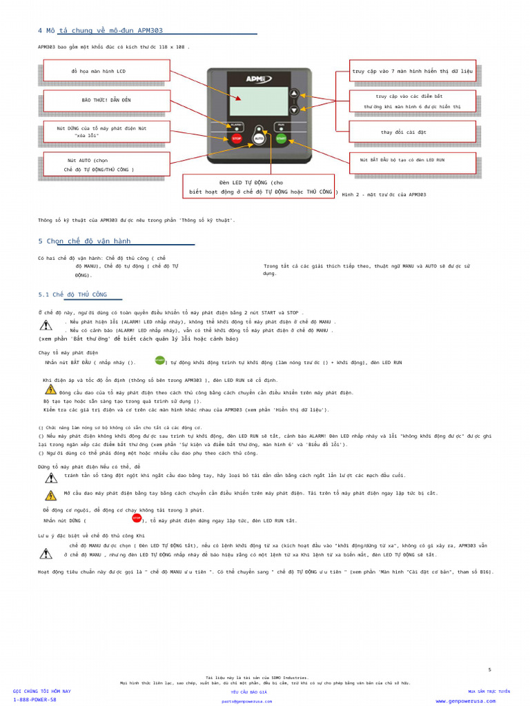 MANUAL USER SDMO CONTROL APM303en | PDF