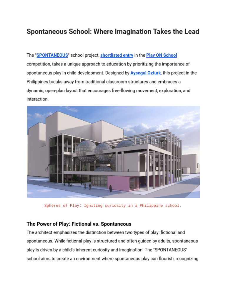 Spontaneous School: Where Imagination Takes The Lead | PDF | Imagination | Child Development