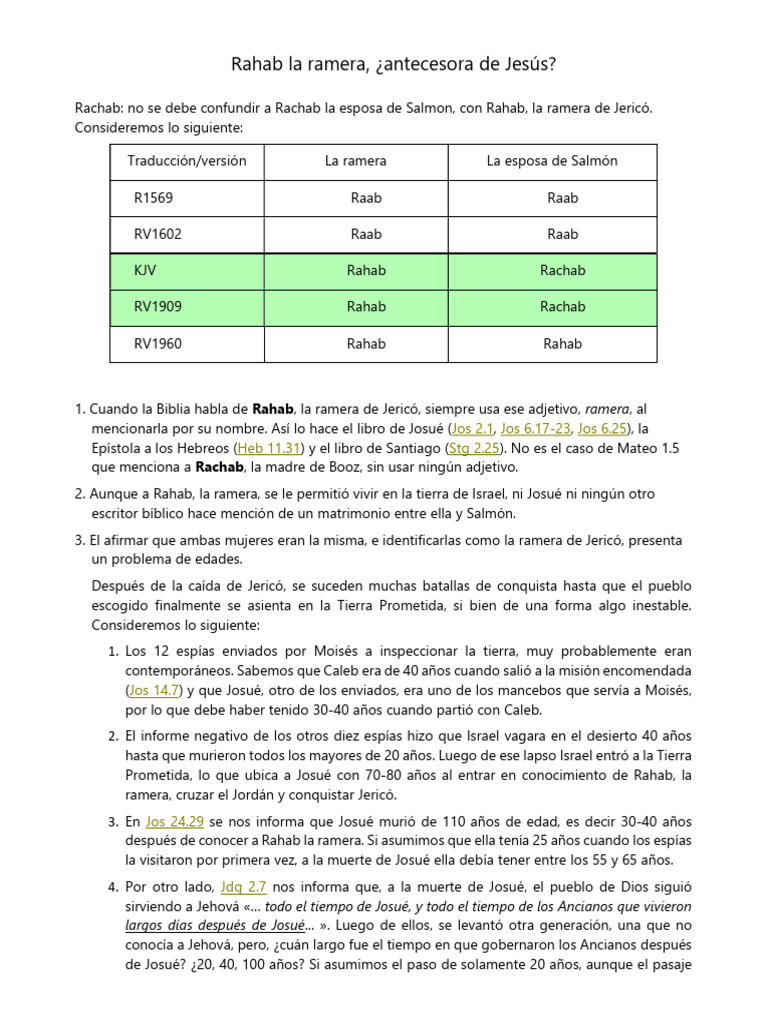 Rahab La Ramera | PDF | Joshua | Moisés
