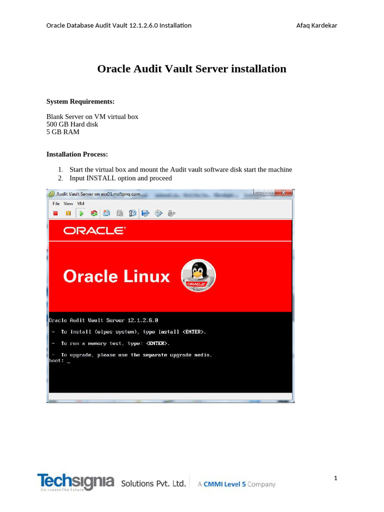 Audit Vault Installlation Process | PDF | Databases | Password