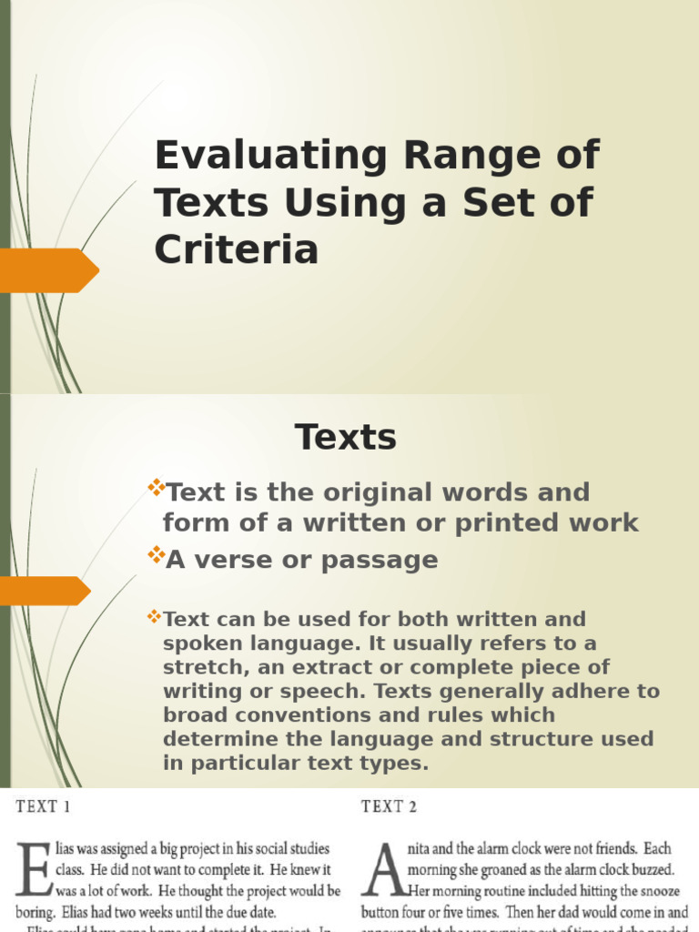 Evaluating Texts: Criteria for Analysis | PDF | Cognition | Human ...