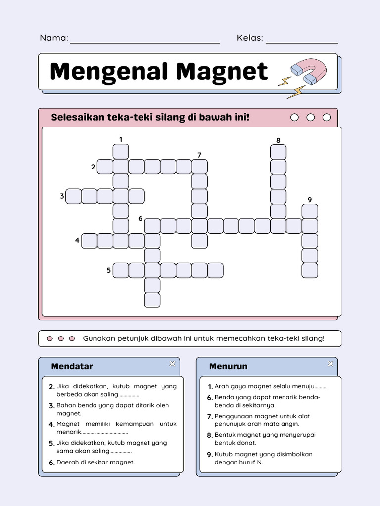 Magnet IPAS Lembar Kerja Pendidikan Teka-teki Silang | PDF